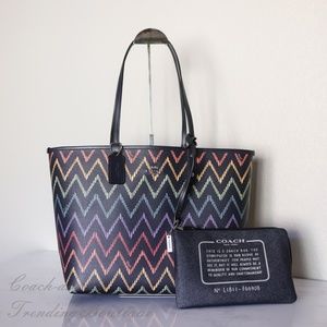 Coach | Bags | Coach F6698 Reversible City Tote With Geo Chevron | Poshmark
